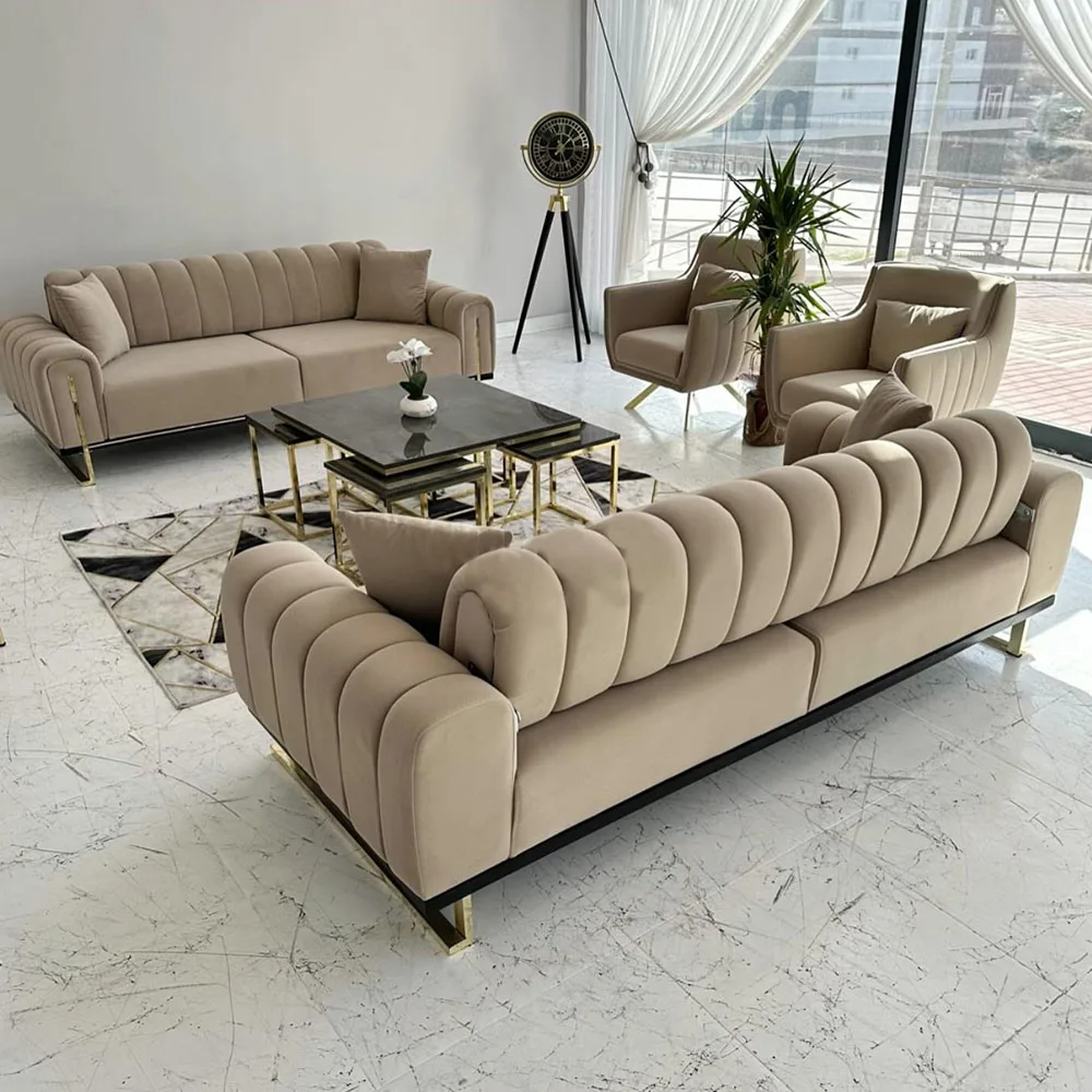 Luxury Sofa Bed Set for Modern Living Room - Velvet Fabric