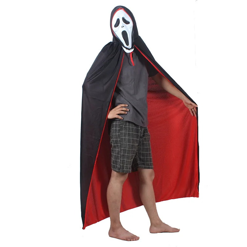Halloween Cloak Vampire Cos Cosplay Costume Double Black And Red Cape ...