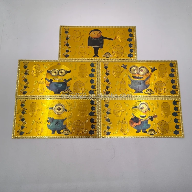 US Movie Characters Anime Cartoon Minion Toys Cute Gold Plated Bnaknote ...