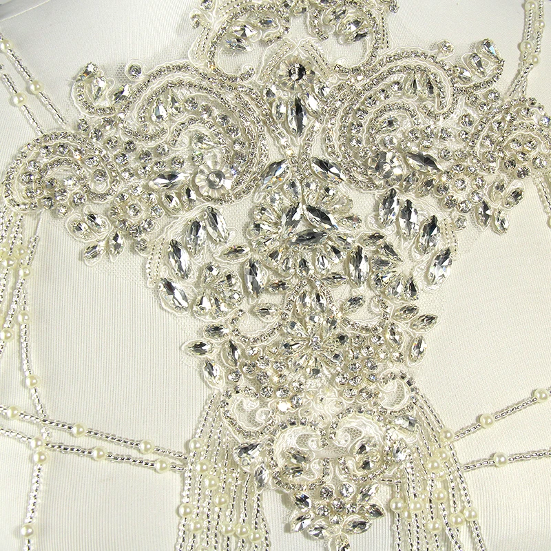 Luxury Crystal Clear Handmade Rhinestone Beaded Applique For Garment ...