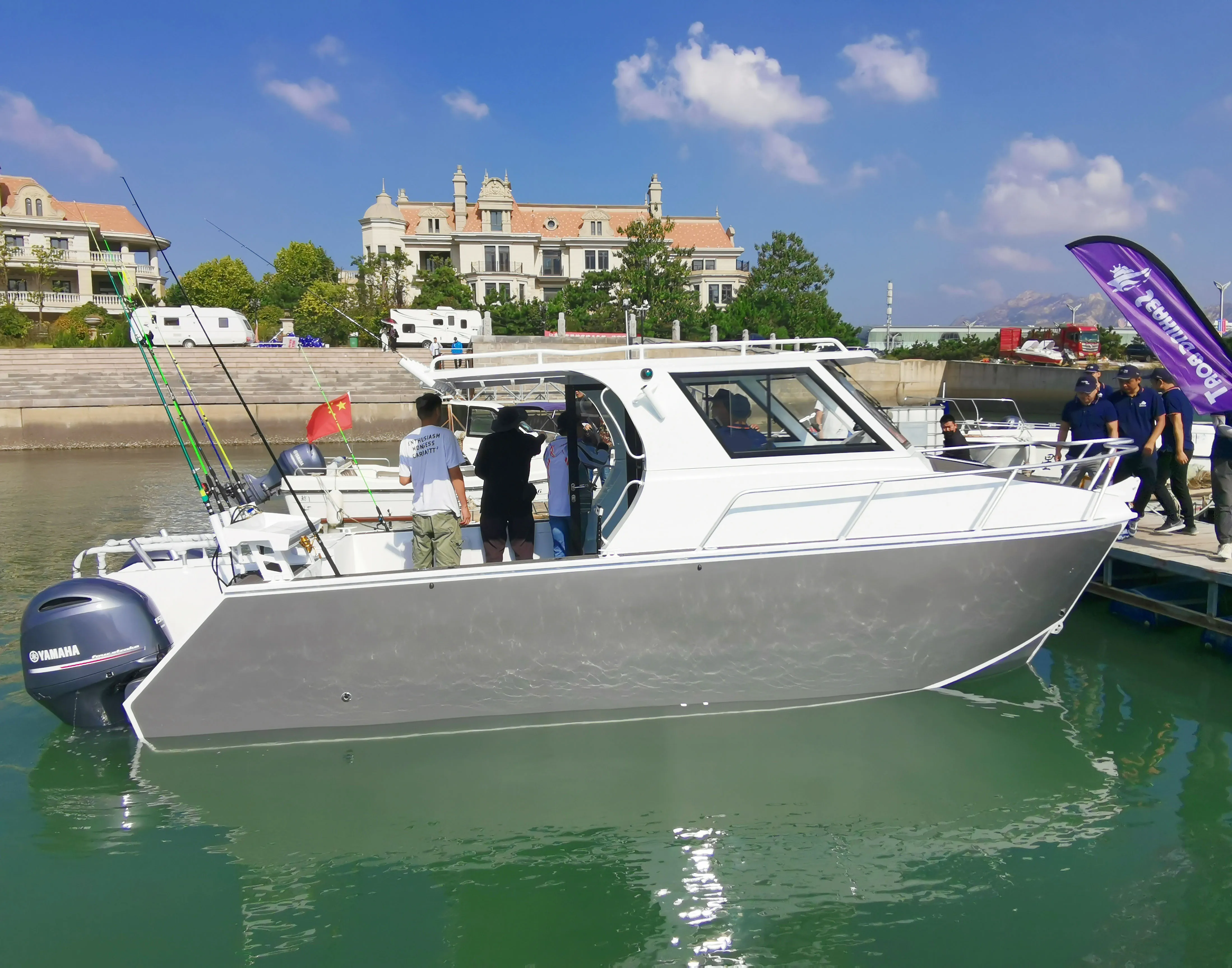 7.5m Aluminum Cabin Cruiser Fishing Boats Catamaran Passenger Boat For ...