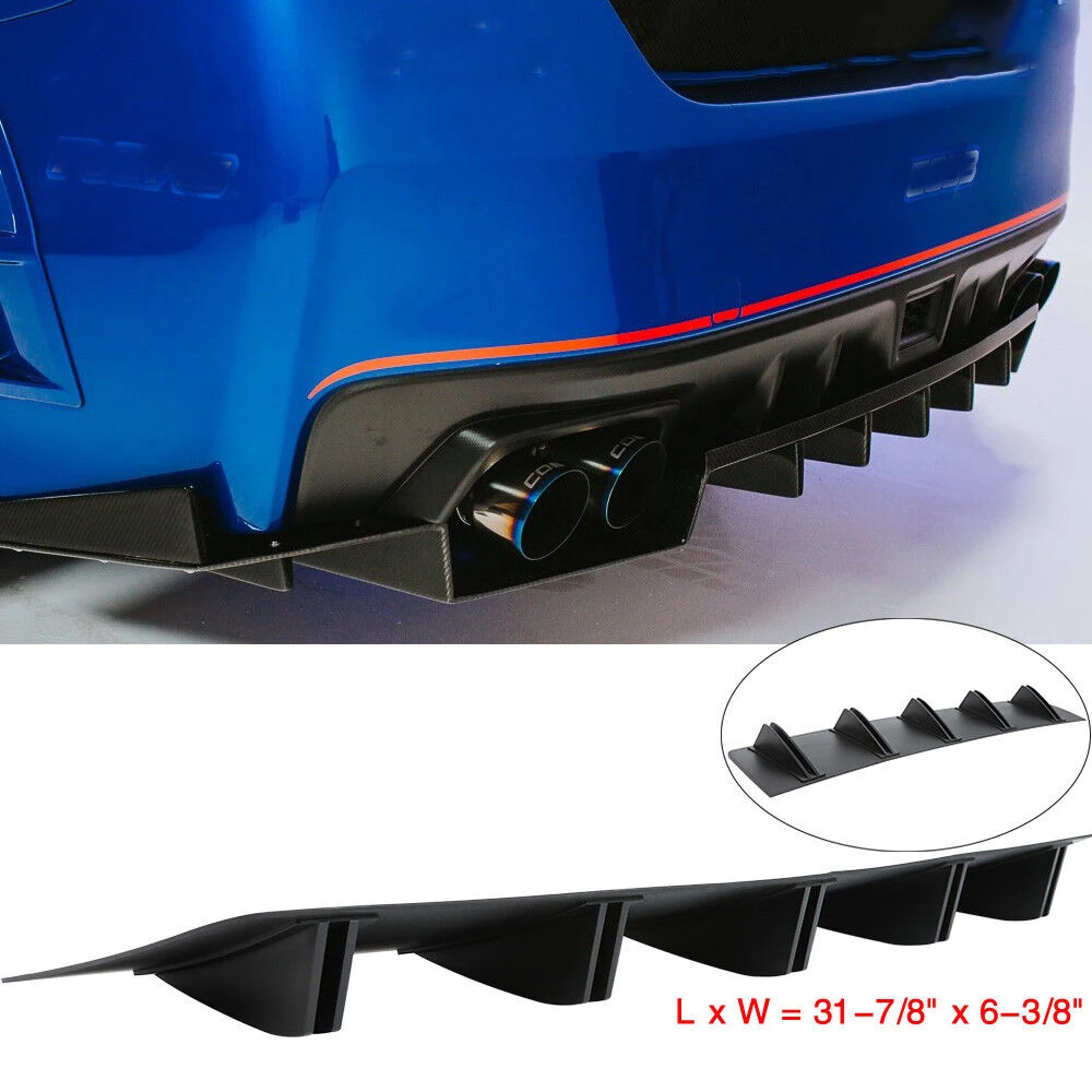 Universal Rear Bumper Lip Diffuser - Black Spoiler