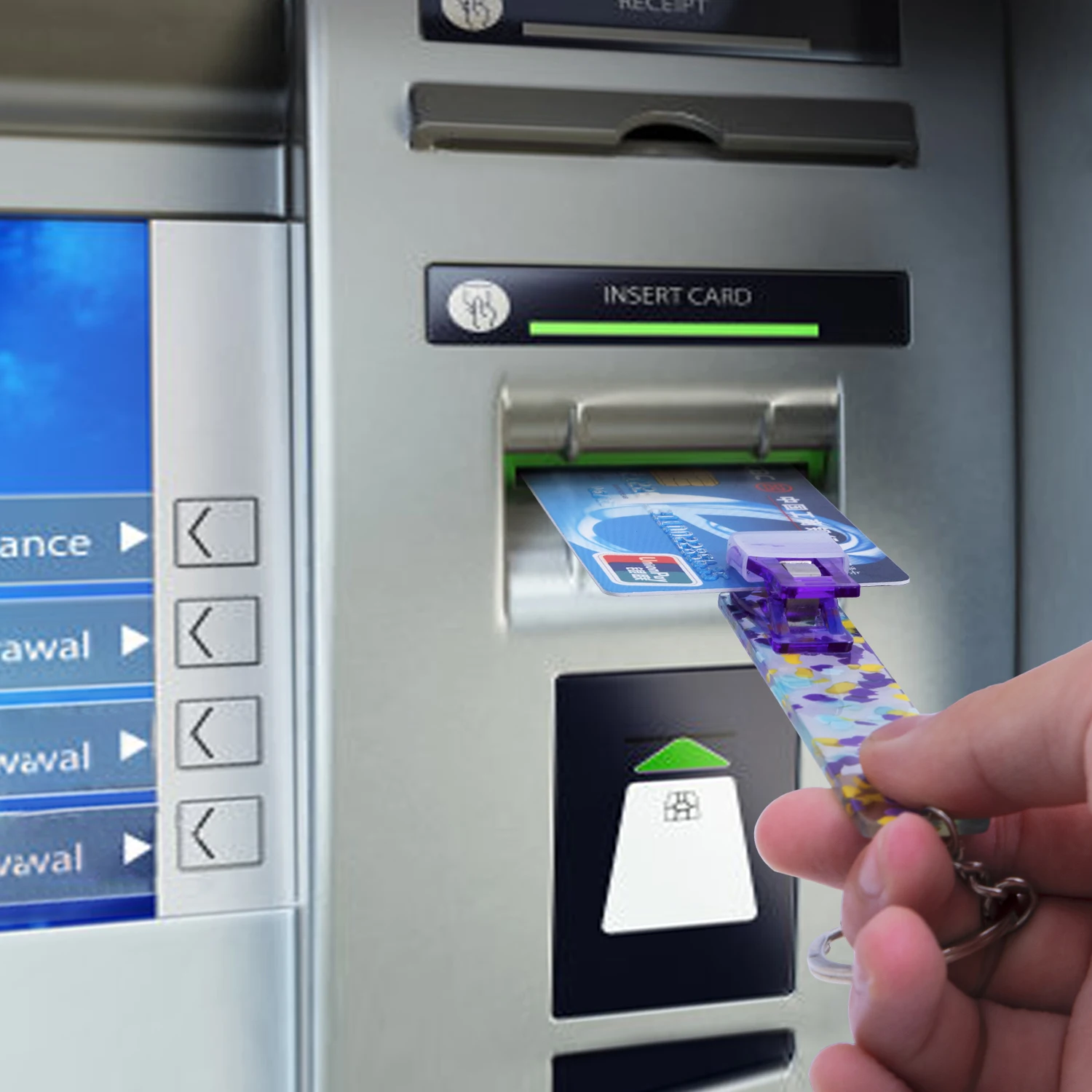 NEW Design Hot Sale Metal Key Chain ATM Card Grabber Colorful Acrylic ...