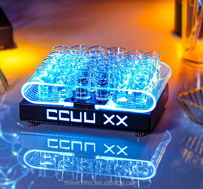 T-worthy NEW Bar Service Led Shot Glass Tray Built-in Battery 12 ...