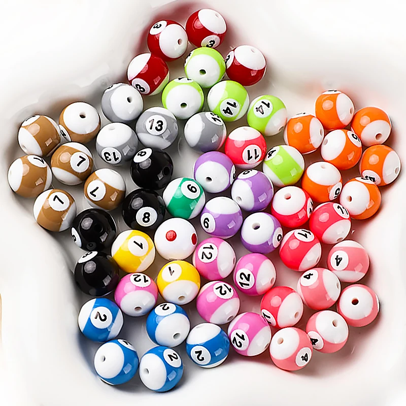 Soji Factory New 16mm Acrylic Billiards Beads Painted Round ...