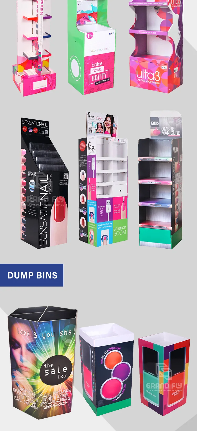 Custom 3 Tier Cardboard Paper Product Spice Floor Eyelash Cosmetic ...