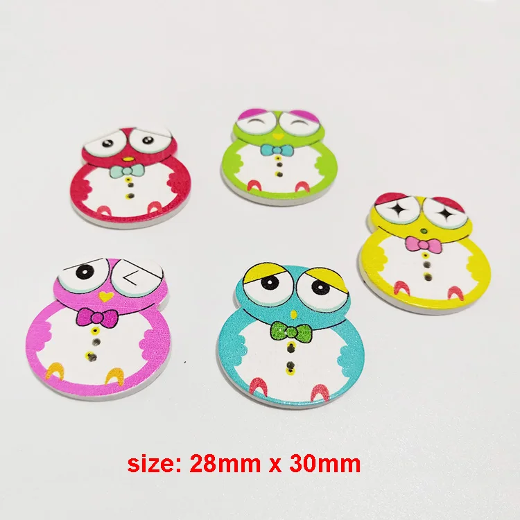 Cute Cartoon Panda Frog Dragonfly Penguin Shape Wooden Animal Buttons ...