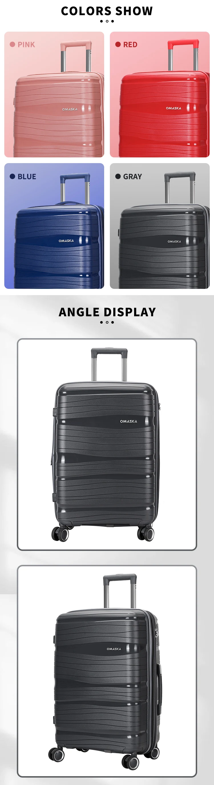 Omaska Custom Men Pp Suitcase Luggage 3 Pcs Set Spinner 20 24 28 Inch ...