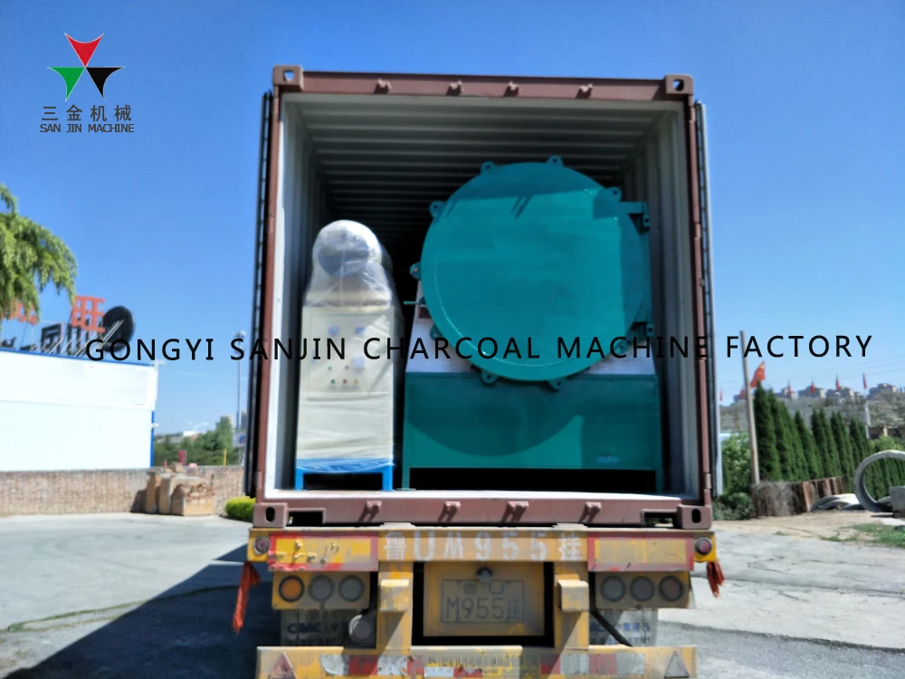 Horizontal Biochar Production Commercial Equipment Pyrolysis Kiln Wood ...