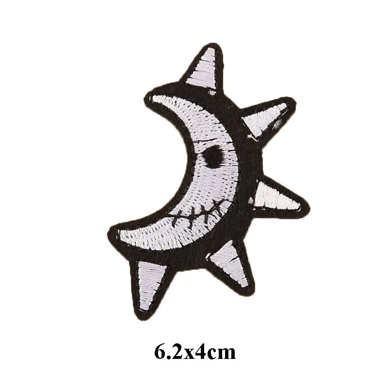 Fast Delivery Skull Moon Sun Embroidery Patch Cloth Punk Badge Clothing ...