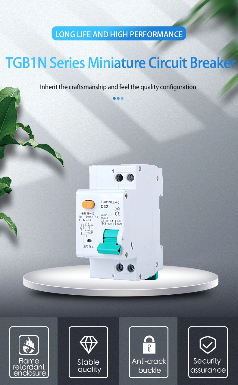 Switch Breaker Interruptores Automatico Tengen Tgb1nle-40 Leakage Protection Circuit Breaker ...
