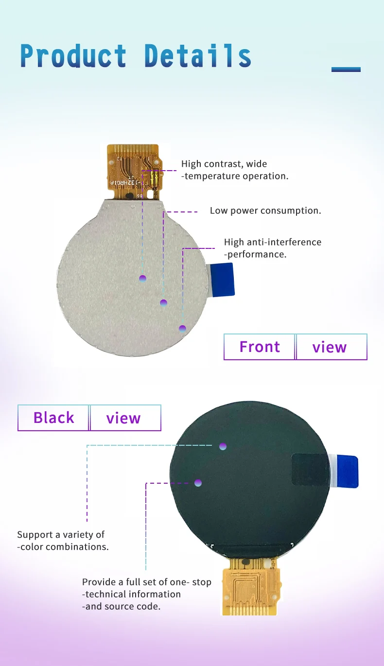 High Quality 1.32 Inch Round LCD Display Module - 480 Brightness