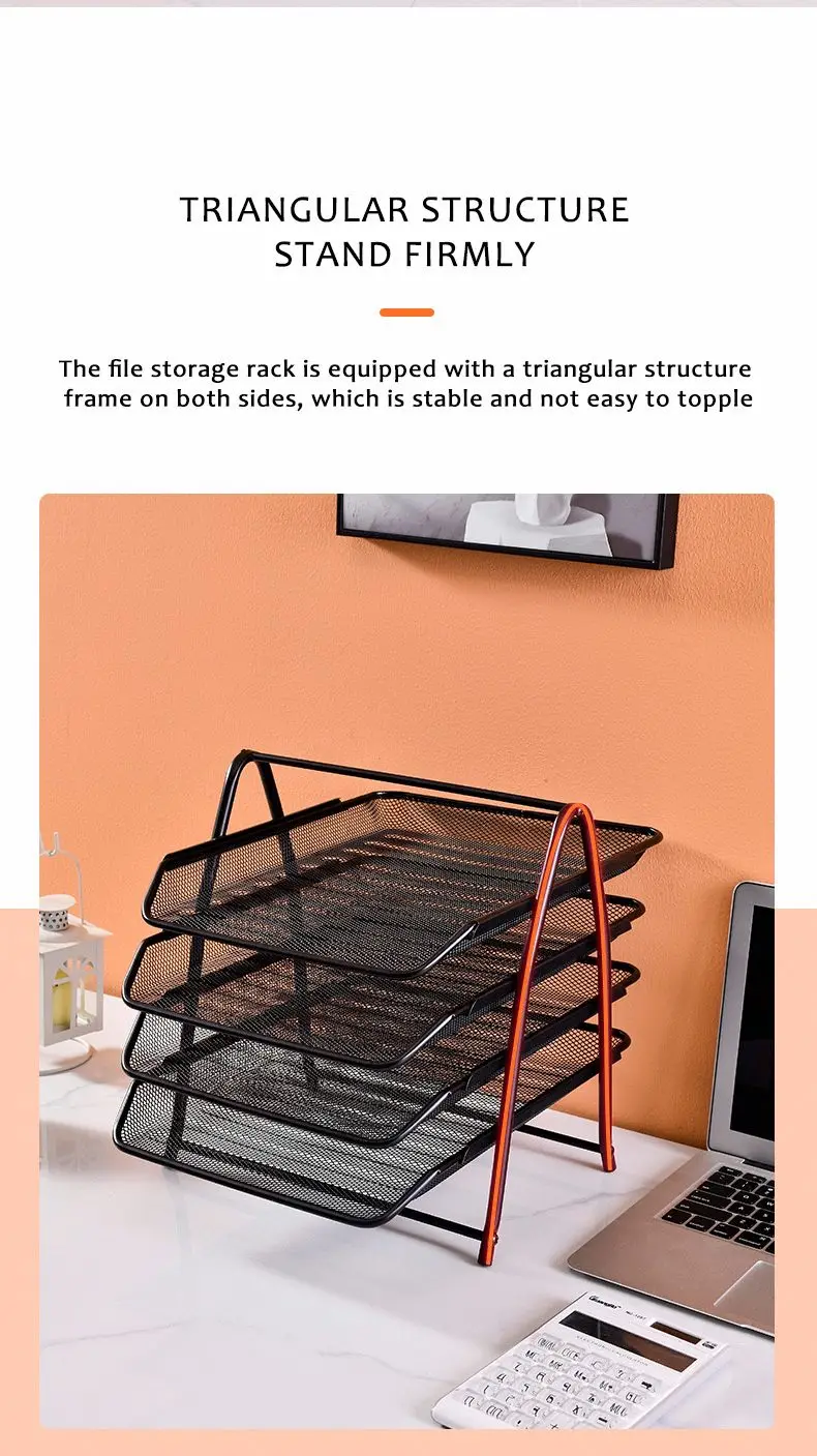 5 Tier Desk Organizer Mesh File Rack Metal Mesh Storage Paper Tray ...