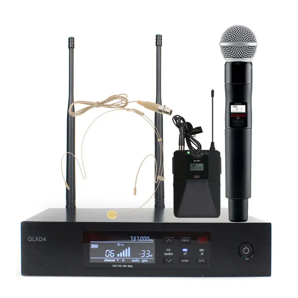 Wireless Microphone Qlxd4 Professional Rechargeable Uhf True Diversity Condense Wireless Lapel ...
