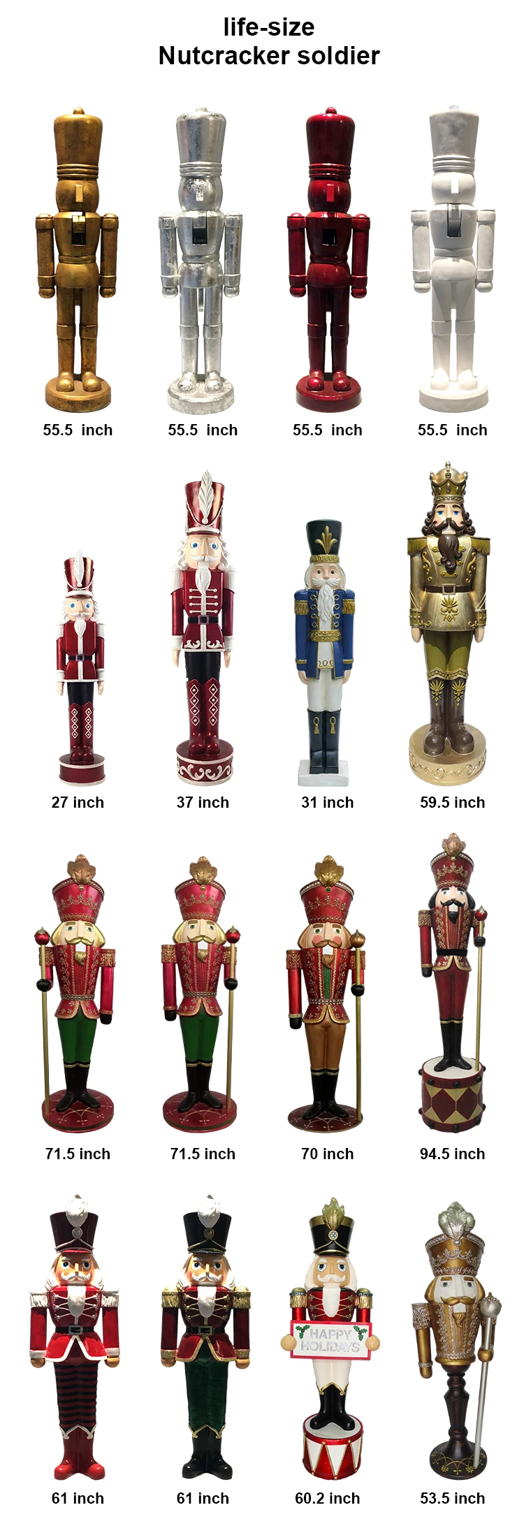 Giant Christmas Nutcracker Resin - Perfect Outdoor Decor