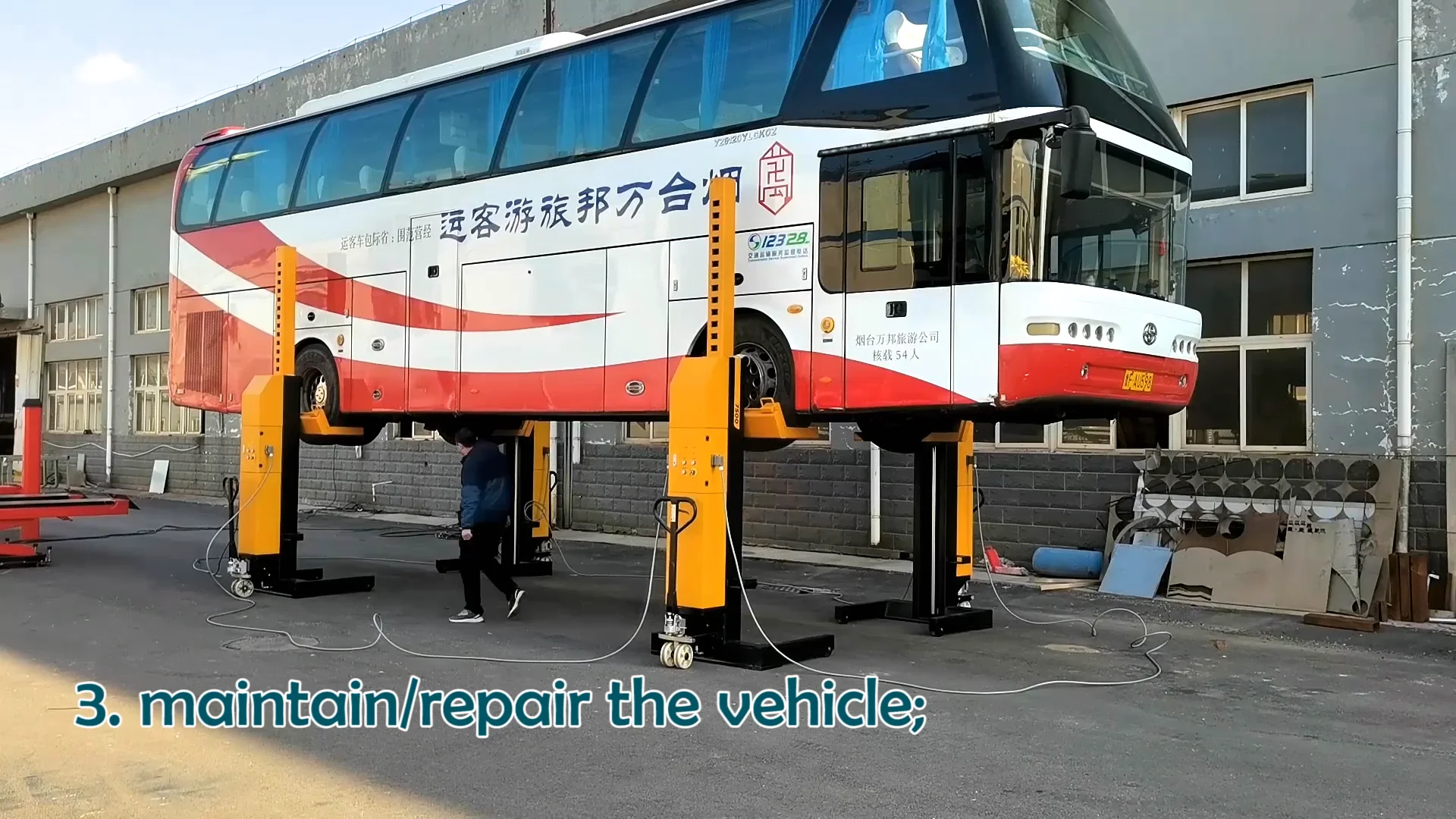 Tfautenf Heavy Duty Cabled Movable Hydraulic Column 22 Tons Truck Lift ...