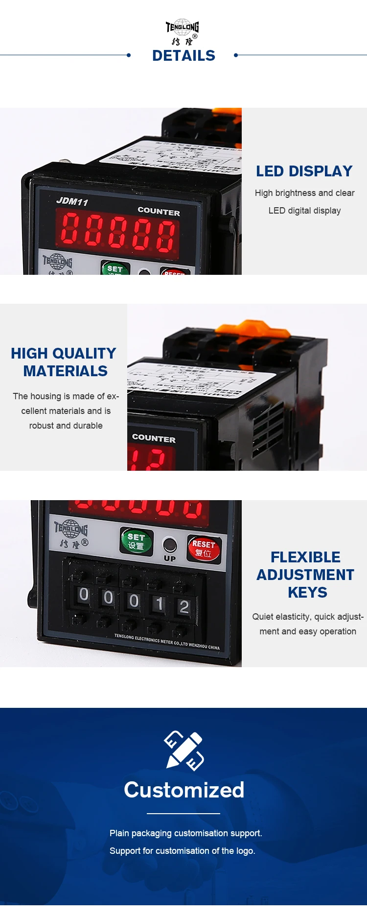 Jdm11-5a 12 Kinds Of Models Available 5 Digit Preset Digital Length Meter Counter - Buy 5 Digit ...