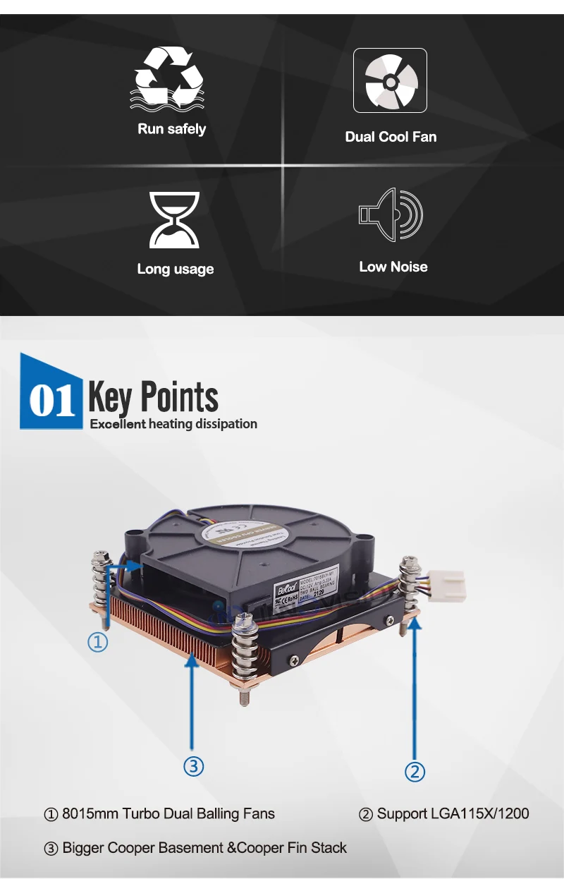 1U Heatsink for LGA115X Cpus - Efficient Cooling Solutions