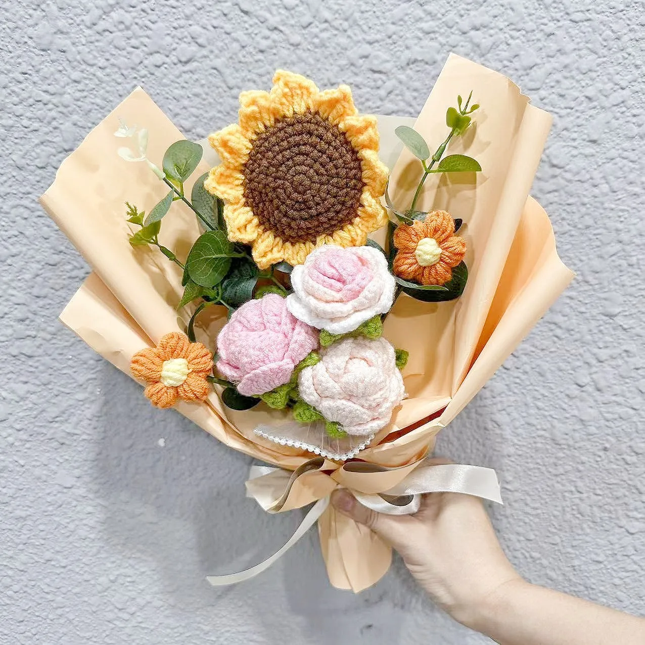 Handmade Yarn Flower Knitted Bouquet - Perfect for Events