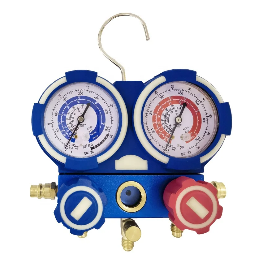 Refrigerant Pressure Gauge Aluminum Valve Manifold Gauge Set For R410a ...