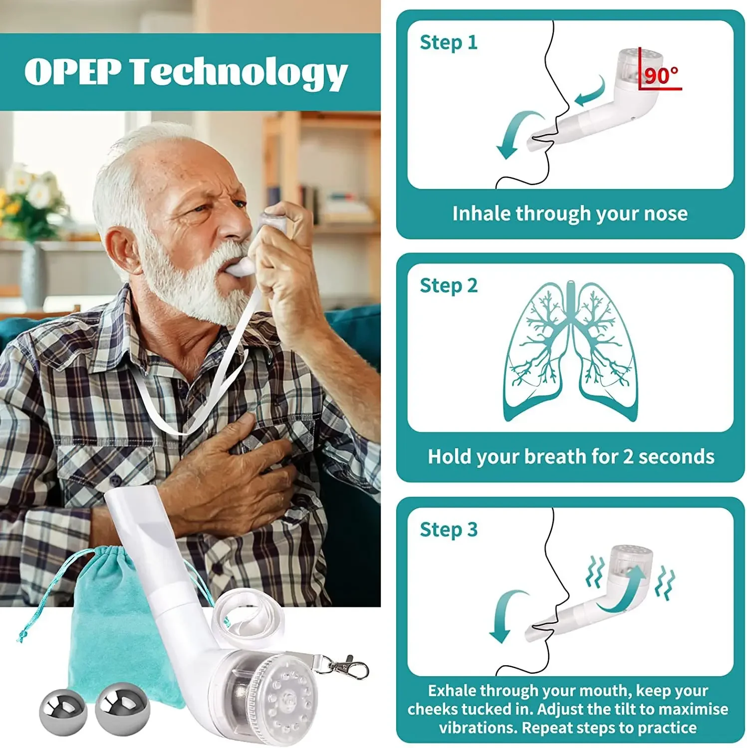 Portable Incentive Spirometer For Lung Expansion & Mucus Clearance