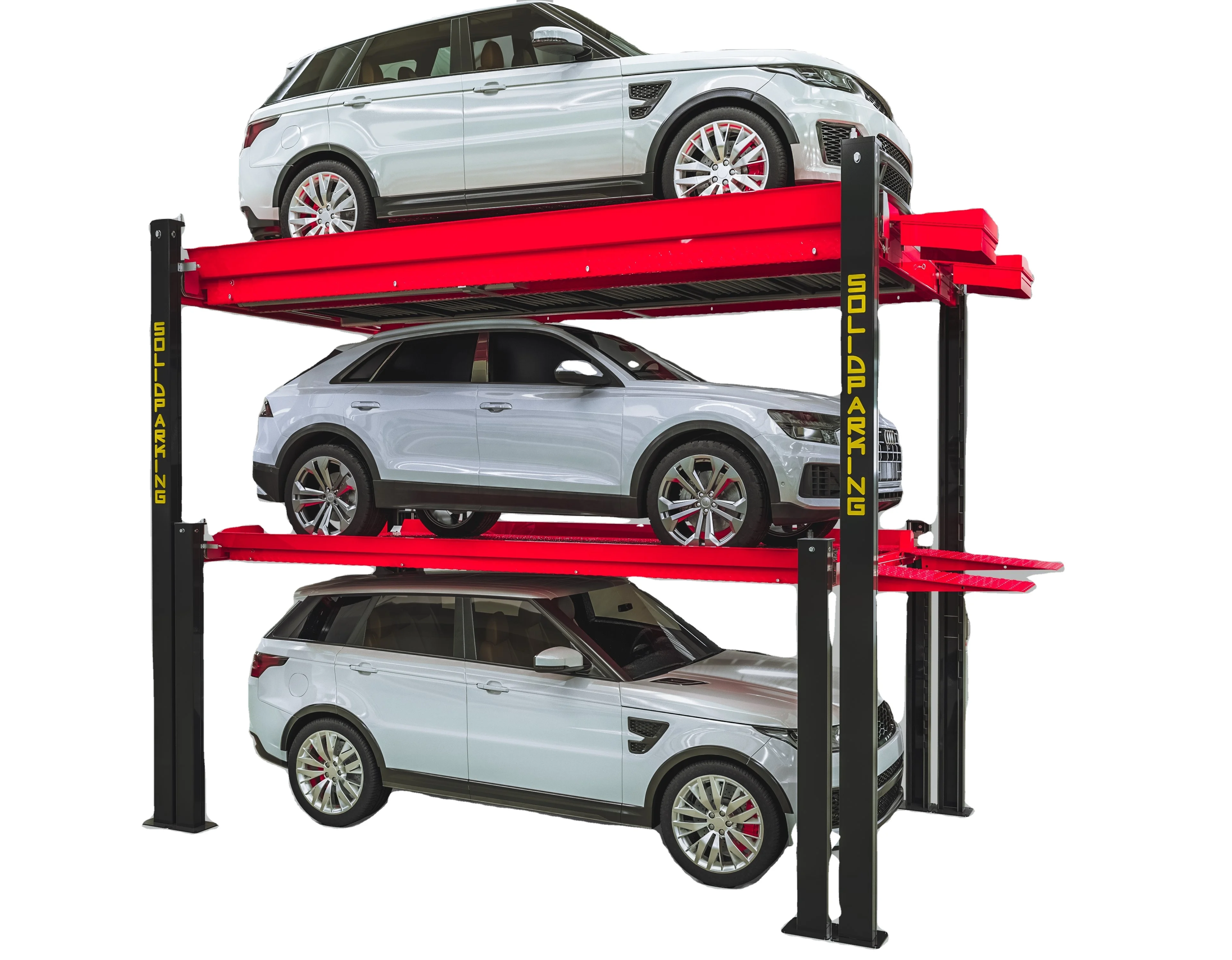 Four Post Alignment Lift Vertical Parking System Triple Stacker Car Storage Lifts 3 Levels Car ...