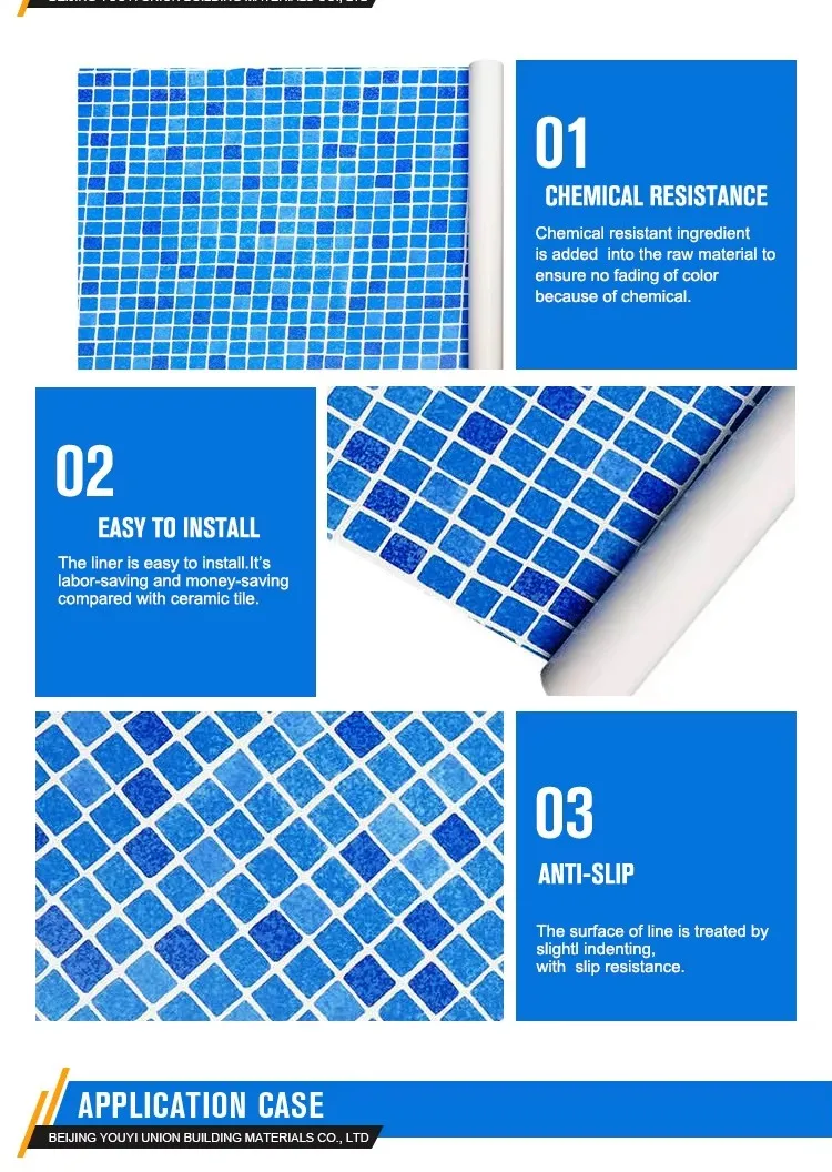 Swimming Pool Liner Material Vinyl Plastic Ocean Blue PVC