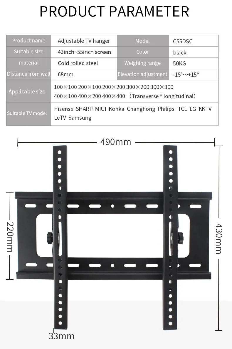 Hillport Screen Universal Vesa Tilt Stents Bracket Wall Tv Mounts ...