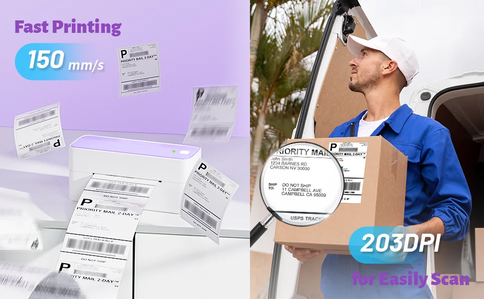 4x6 Label Printing Machine Phomemo PM-241-BT Shipping Label Printer ...