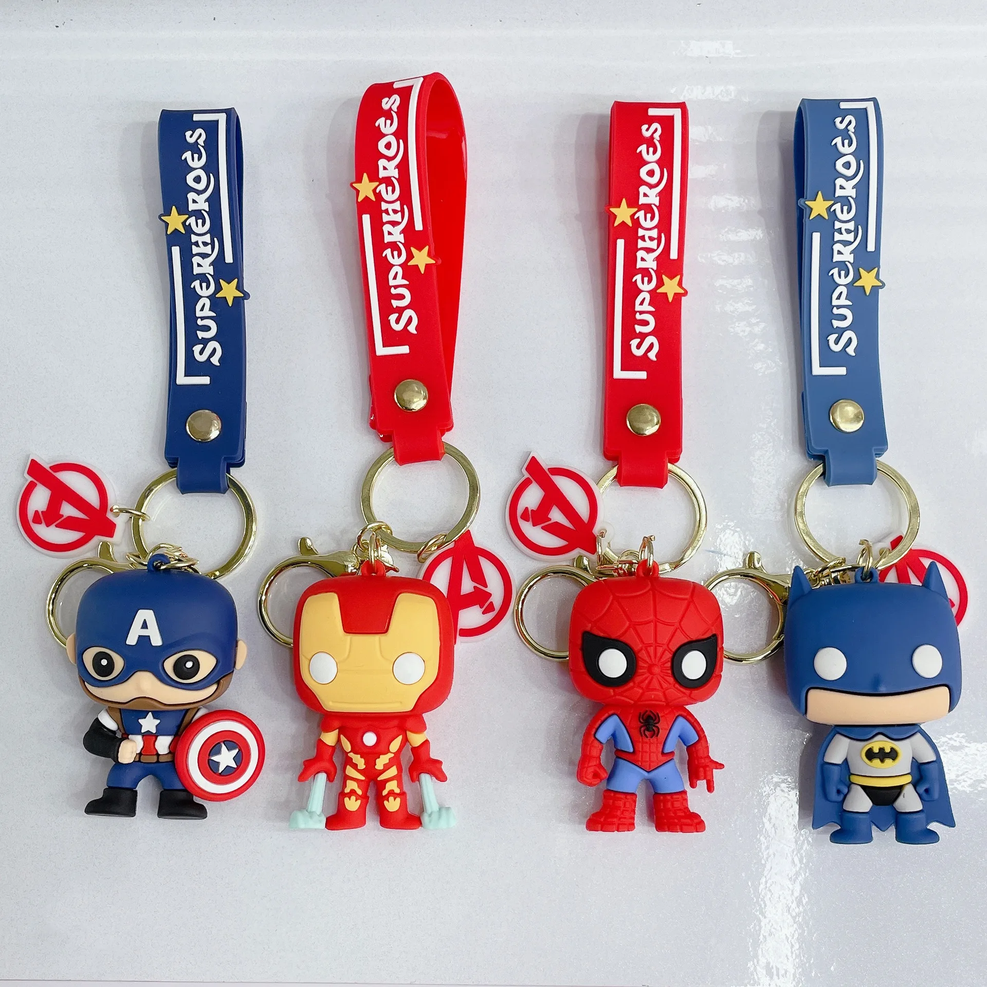 Creative Rubber Dolls Cartoon Marvel Superhero Spider-man Key Ring With ...