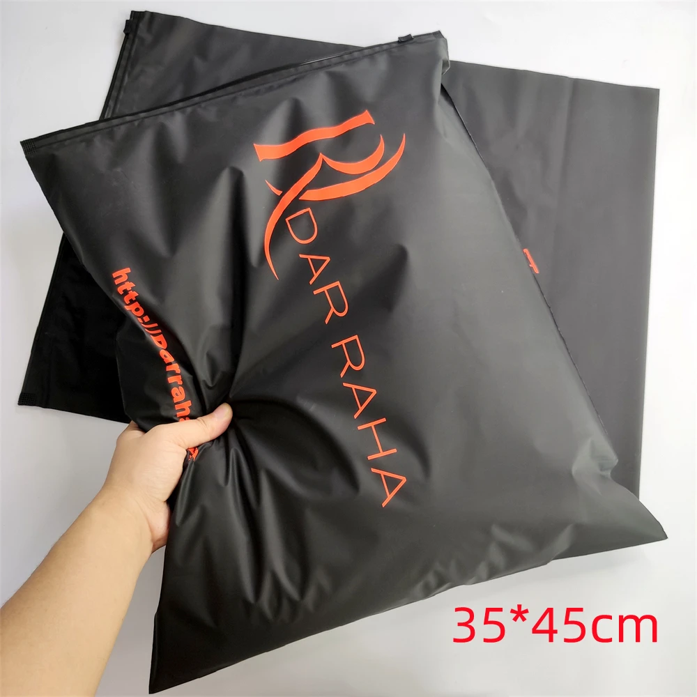 Customized Black Clothing Zip Lock Poly Bags - Biodegradable