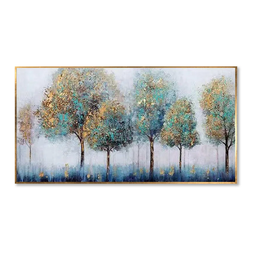 100% Handmade Modern Abstract Tree Landscape Oil Painting Canvas Brown ...