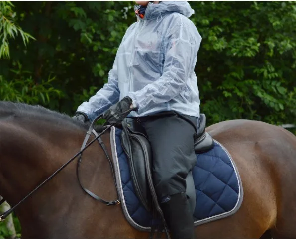 Clear Jacket Men - Transparent PVC Rainwear for Equestrians