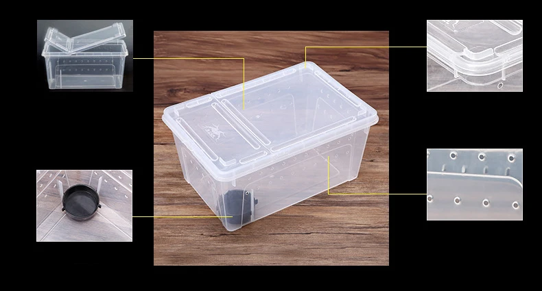 27*19*12cm Reptile Pet Carriers - Transparent & Black Terrariums