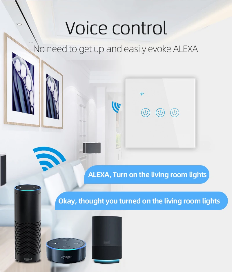 Wifi&ble Smart Touch Wall Switch Eu/uk App Control Smart Life And Tuya ...