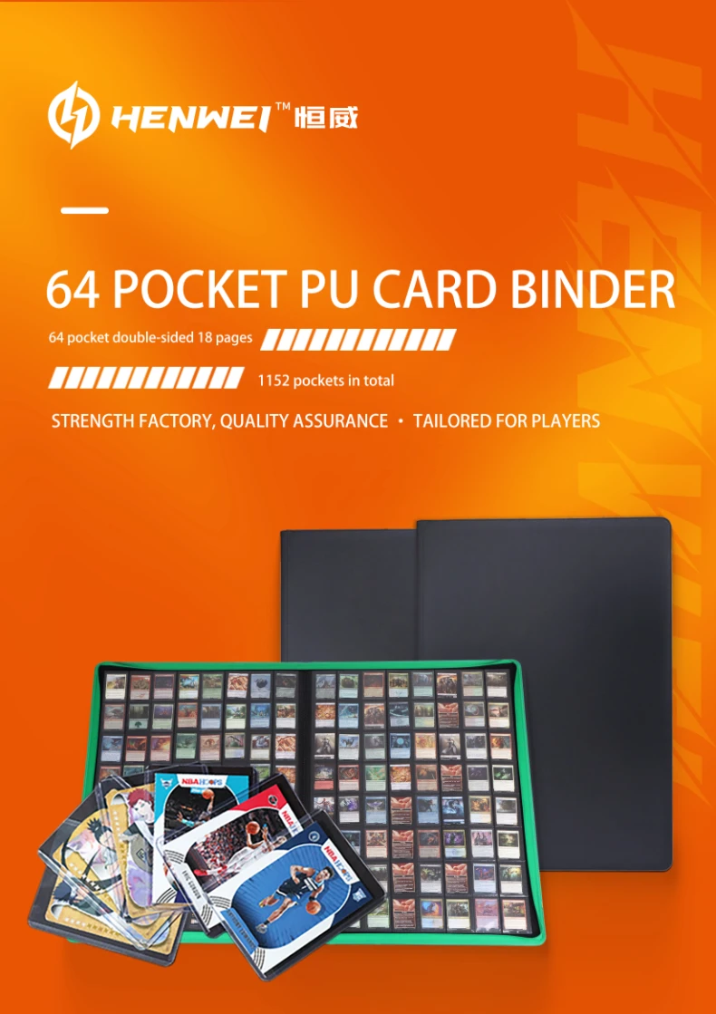 Game Sports Cards Album Custom Color Cover 64 Pocket PU Cover Card ...