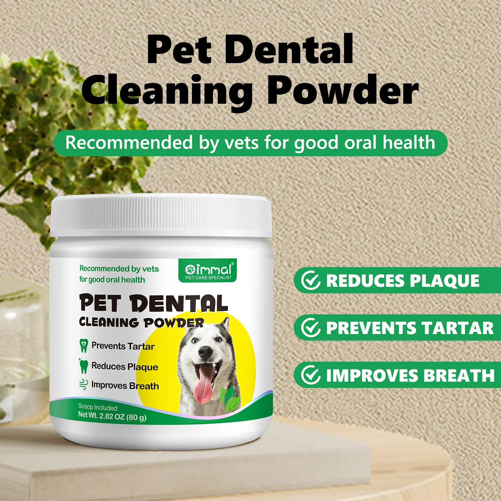 Oimmal Pet Oral Care - Teeth Cleaning Powder for Dogs