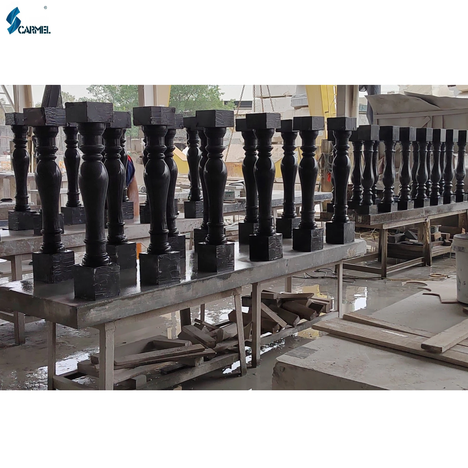 High End House Decorative Marble Railings - Black Marble Balustrade