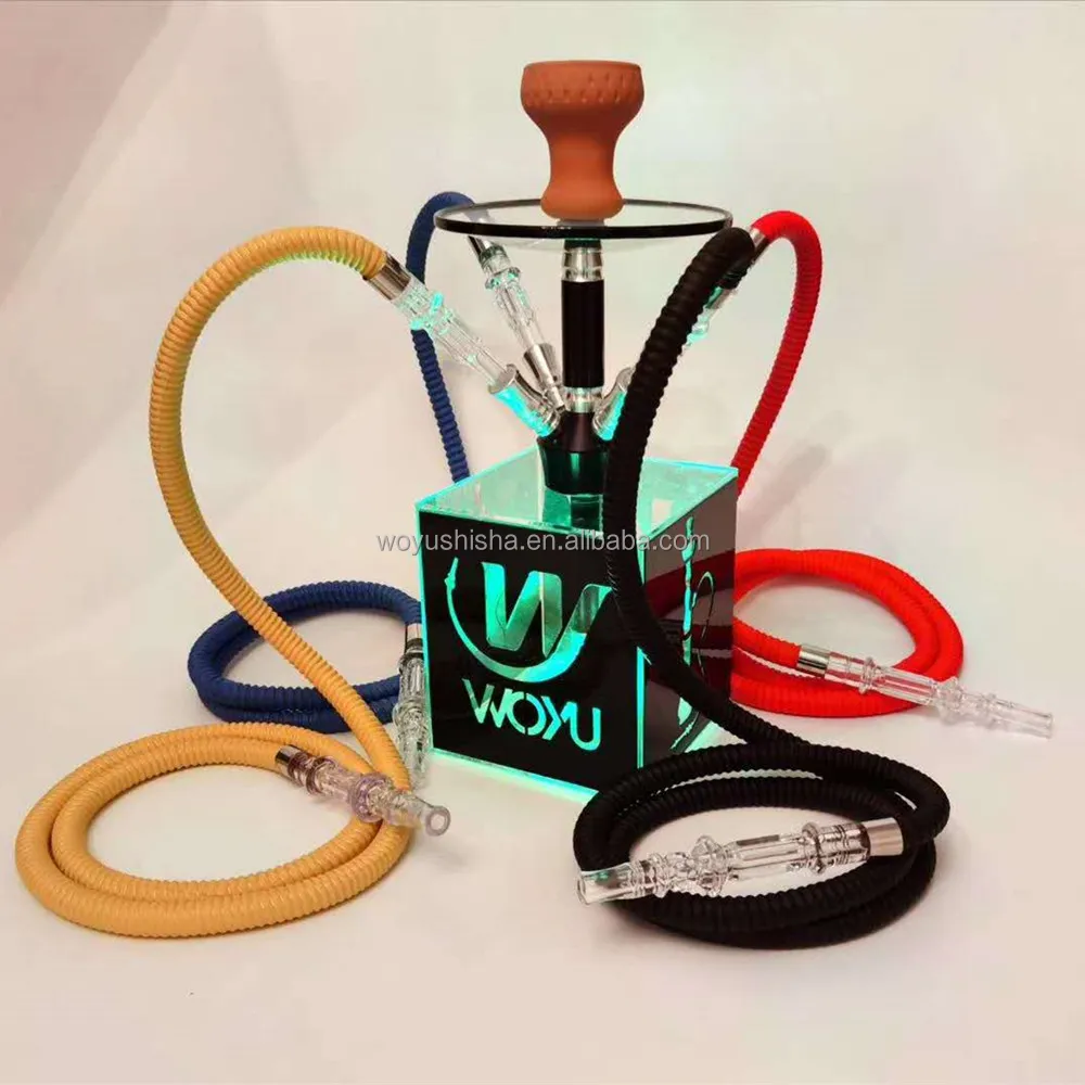 Acrylic Smoking Nargile Led Shisha Hookah 4 Hoses