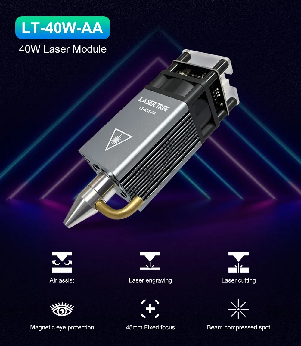 LASER TREE 40W Wood Engraving & Cutting Laser Module with Air Assist, OEM