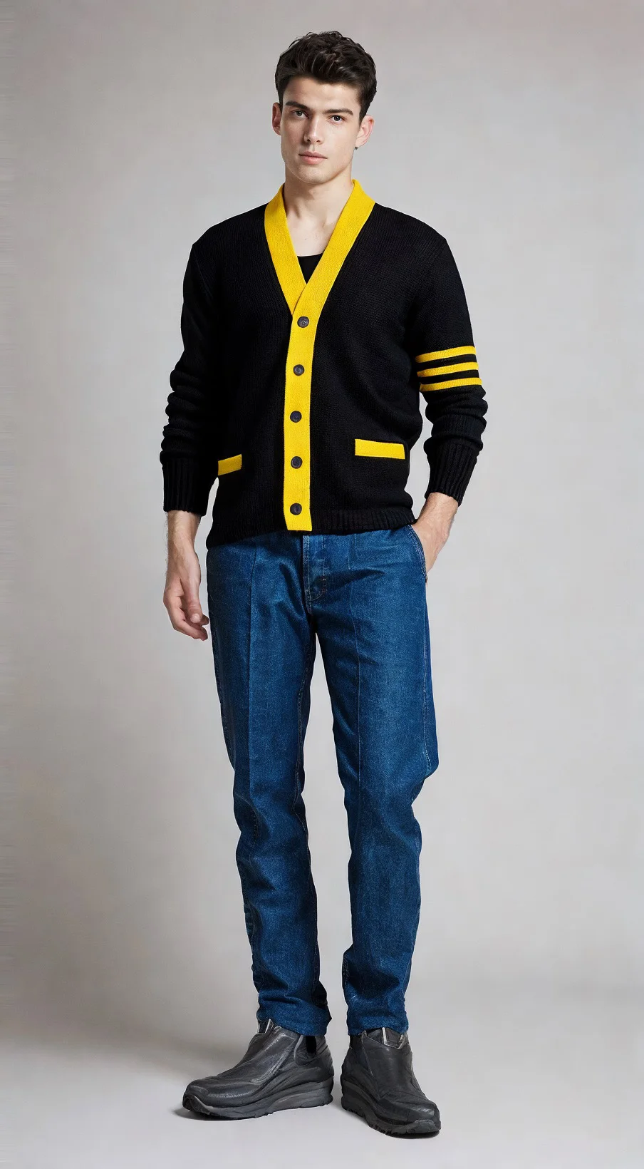 Custom Embroidery Knit Varsity Cardigan Sweater Men