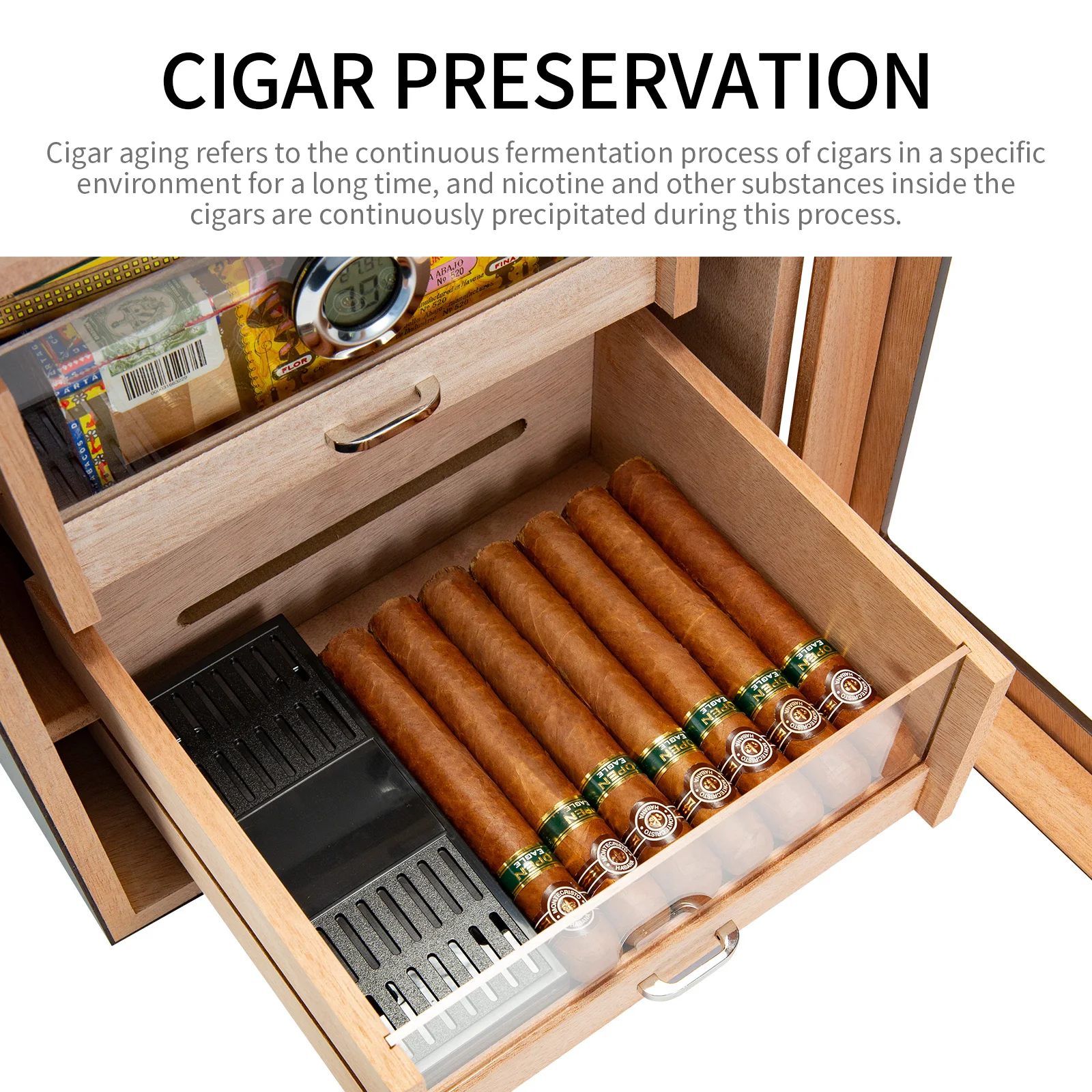 Modern Luxury Cigar Humidor Box Handmade Three Layers Spanish Cedar ...