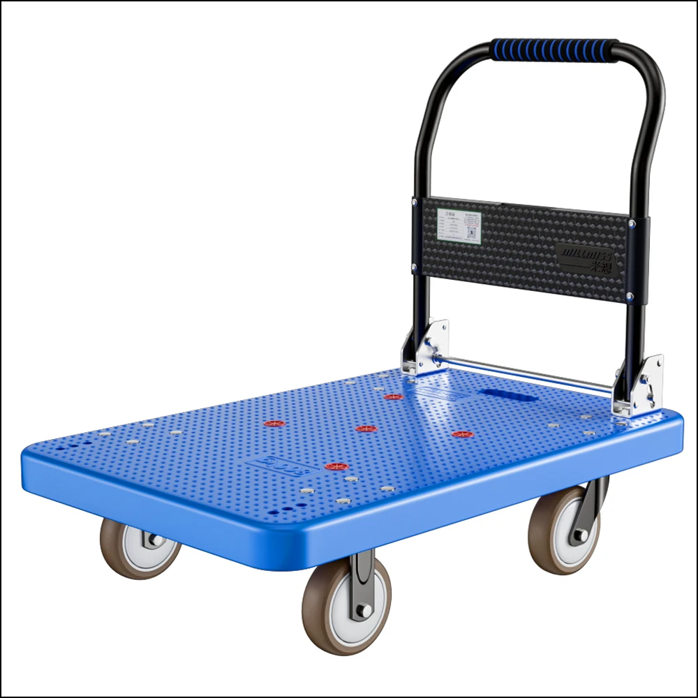 110*65cm Heavy Duty Warehouse Folding Plastic Platform Trolley Cart ...