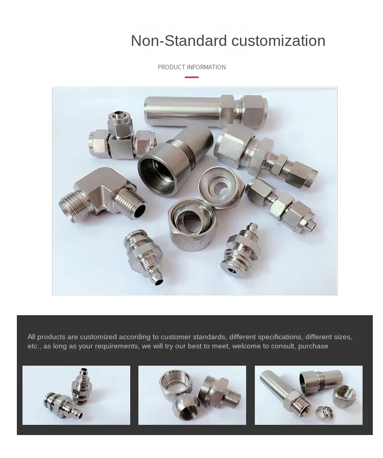 304 Stainless Steel Forged Female Straight-Through Middle Ferrule Joint ...