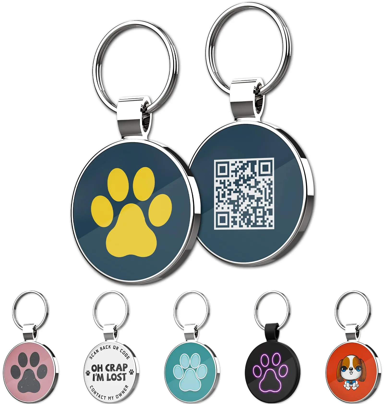 Personalized Dog Cat Name ID Tags Custom Metal Anti-lost Smart Pet Tag ...