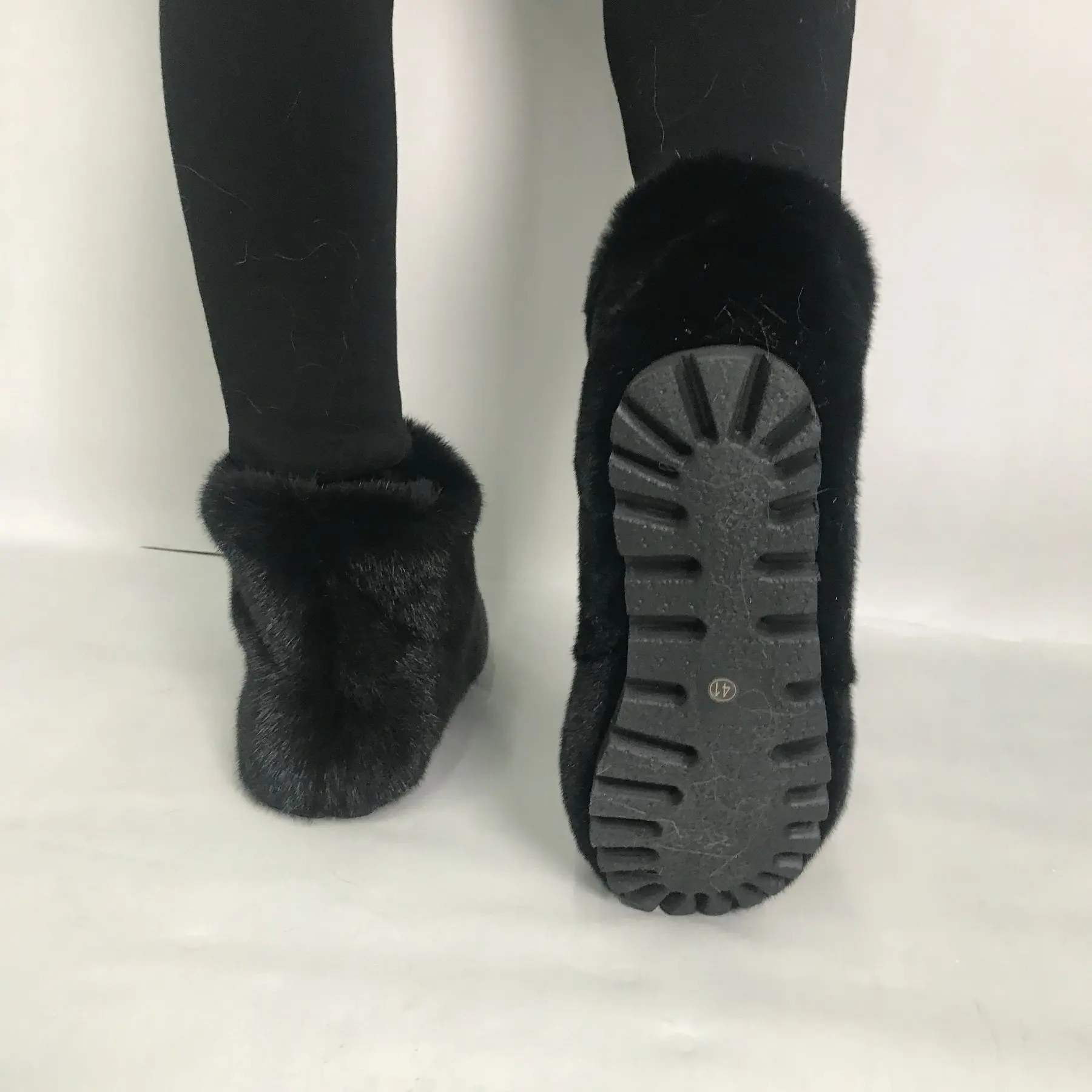 New 2024 Winter Fully Fur Snow Boots Men Flat Mink Short Boots Shoes ...