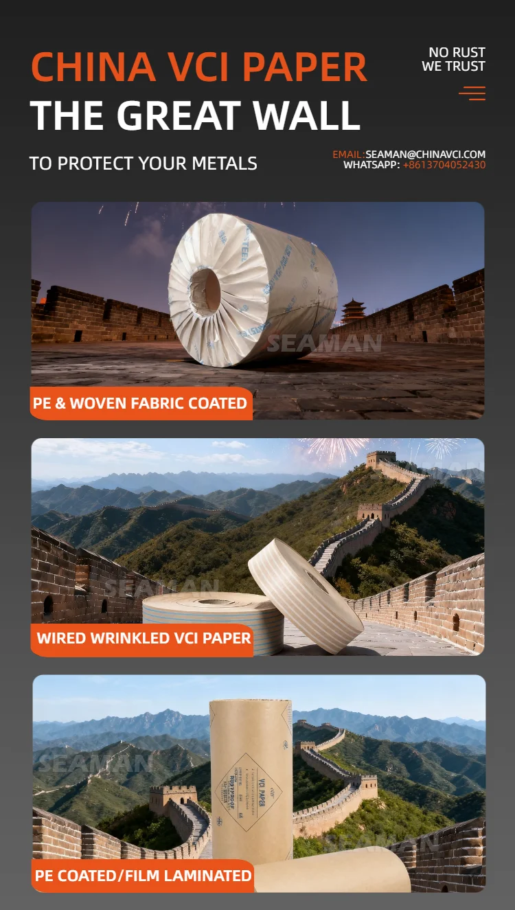 VAPOR CORROSION INHIBITOR PE & WOVEN FABRIC COATED VCI PAPER, CREPE ...