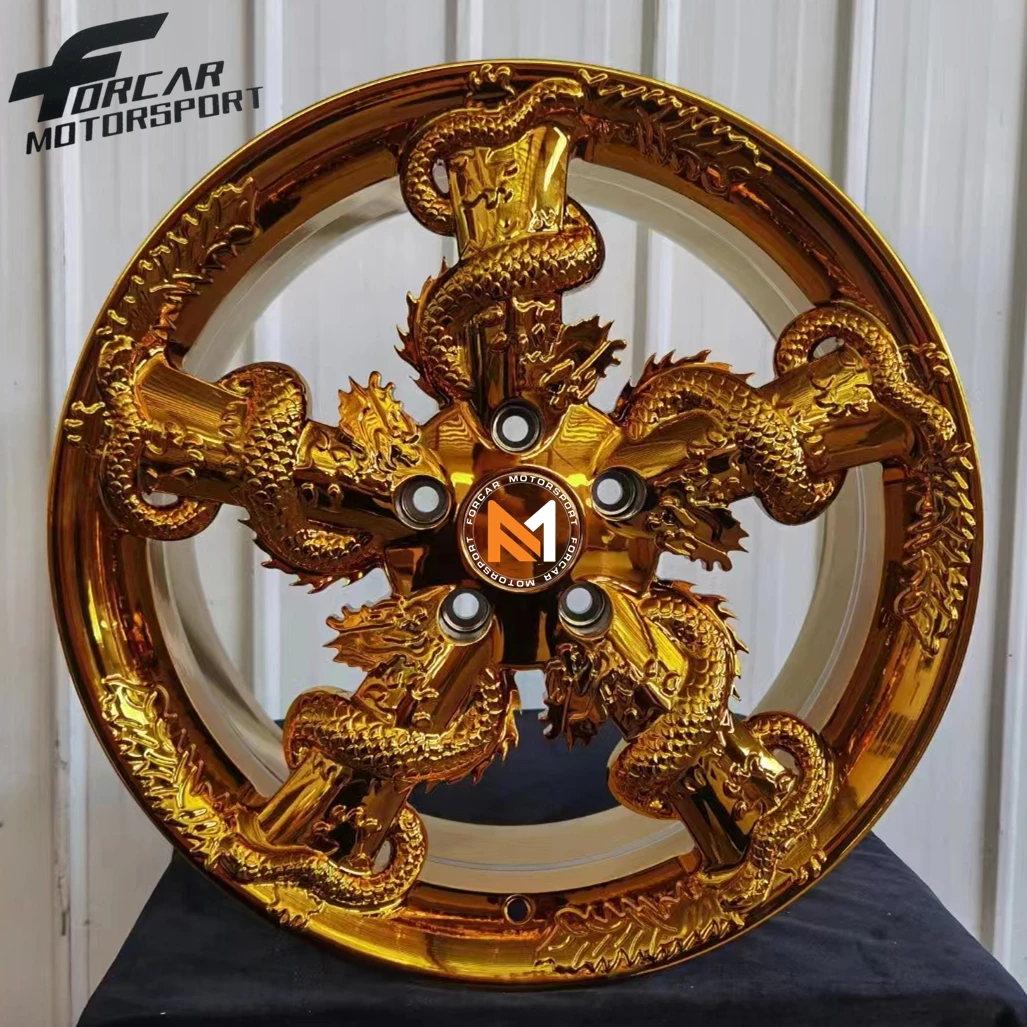 Custom Monoblock15-24'' Forged Passenger Gold Chrome Wheels Aluminum ...