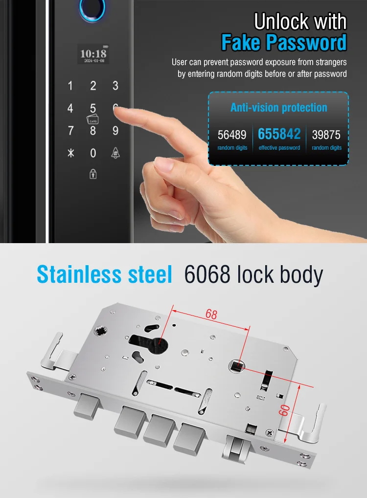 Te'an Network Electric Door Lock Fingerprint Password Key Card Reader ...