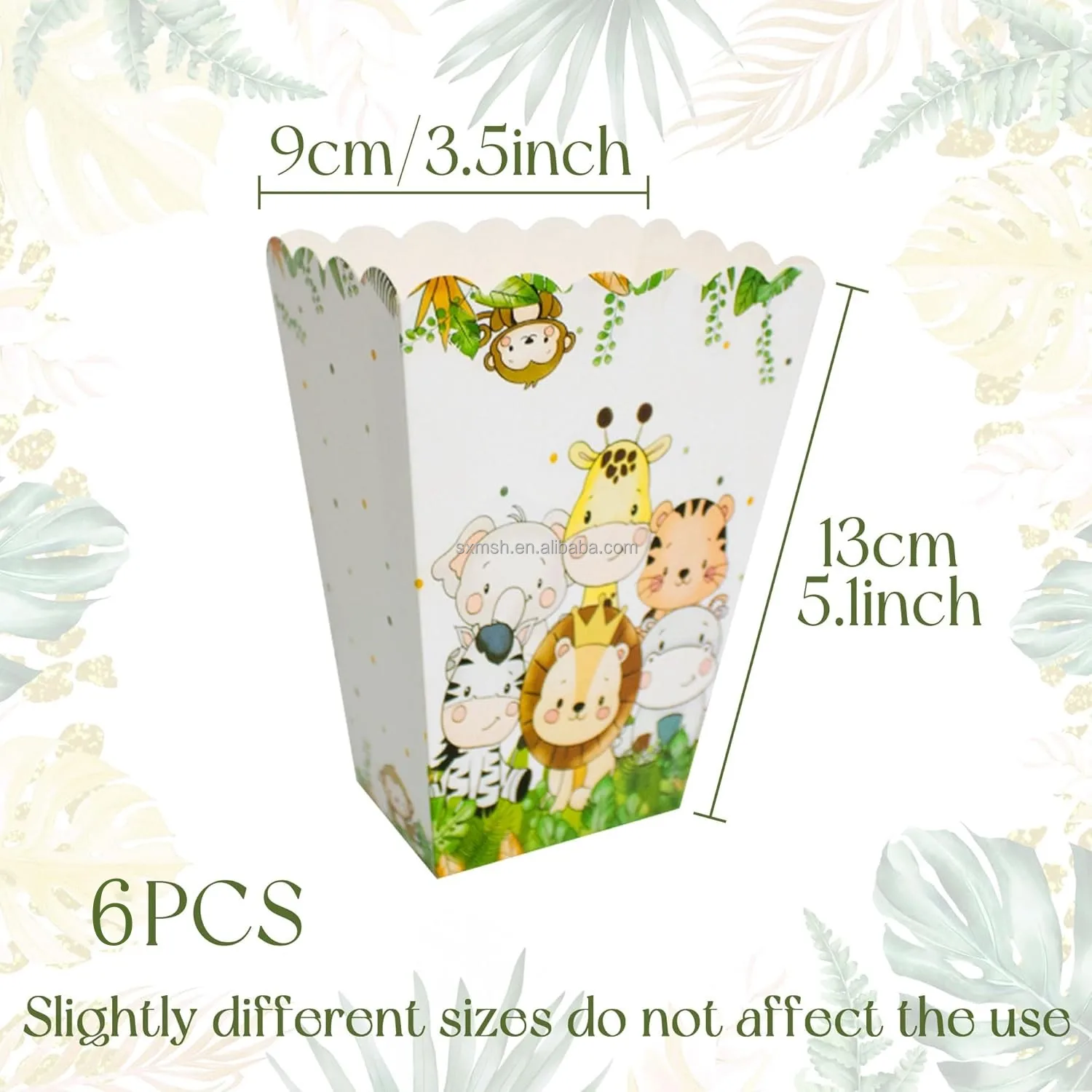 6 Pcs Jungle Animal Popcorn Boxes Safari Animal Candy Goodie Bags for ...